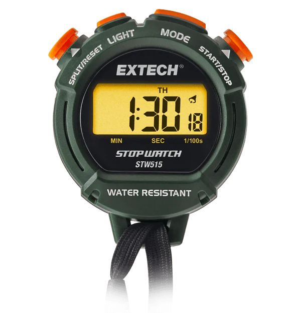 Extech STW515 Digital Stopwatch/Clock with Calendar and Backlit Displa ...